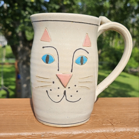 Handmade | Dining | Handmade Pottery Cat Mug By J Kemper 3d Nose Carved ...